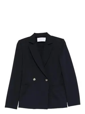 Harris Wharf London Navy Double-breasted Blazer - Blue