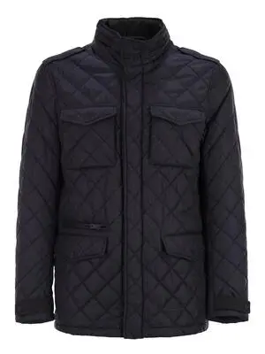 Herno HERNO Diamond Quilted Field Jacket With Packable Hood Blue