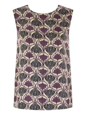 Max Mara Reversible Printed Silk Twill Top - Purple