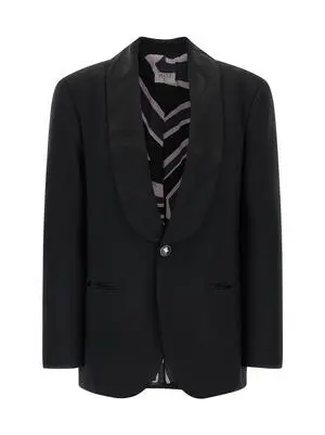 Emilio Pucci Virgin Wool Single-breasted Blazer With Shawl Collar - Black