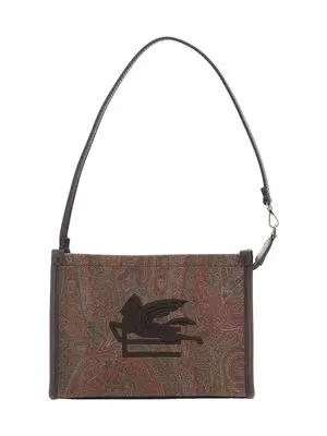 Etro Etro Women 'Arnica' Brown Clutch With Embroidered Logo On The Front And All-Over Motif In Cotton Blend Woman Multicolor