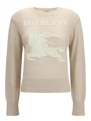 BURBERRY Burberry Ekd Cotton-Wool Sweater With Embroidered Equestrian Knight Design