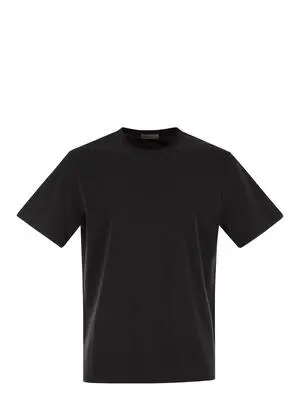 Herno Resort T-shirt In Cotton And Light Stretch Nylon - Black
