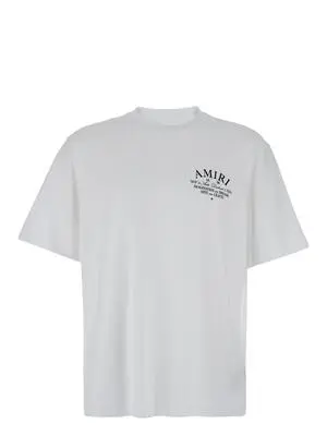 Amiri Amiri Men White Crew Neck T-Shirt With Logo Print On The Front In Cotton For Men Multicolor