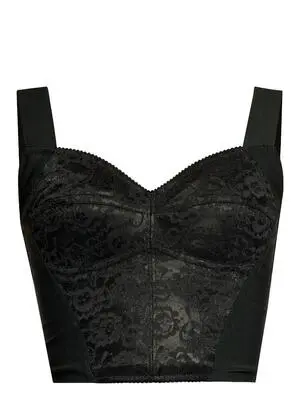 Dolce & Gabbana Floral Print Corset Top - Black