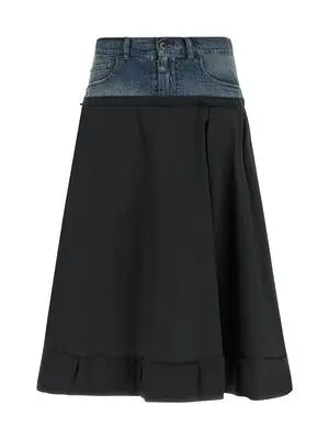 MAISON MARGIELA Midi Skirt With Denim Insert - Multicolor