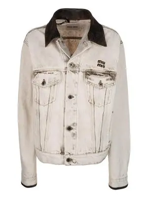 Miu Miu Embroidered Denim Jacket - Multicolor
