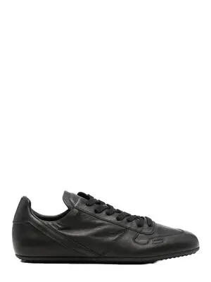 Rick Owens Leather Lace-up Low Top Sneakers - Black