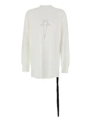 Rick Owens Crewneck T-shirt With Logo Print On The Front In Cotton - White
