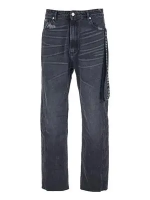 44 LABEL GROUP Black Denim Jeans With Logo Detail - Multicolor
