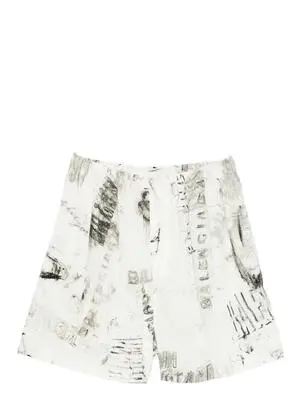 Balenciaga Graphic Print Elasticated Waistband Shorts - Gray