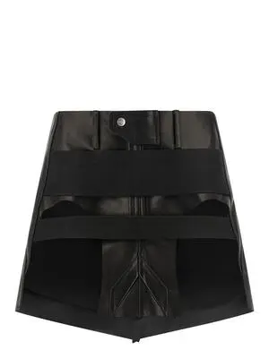 Rick Owens Leather Temple Skirt - Black