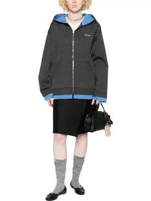 Miu Miu Wool Zip-up Hooded Jacket - Multicolor