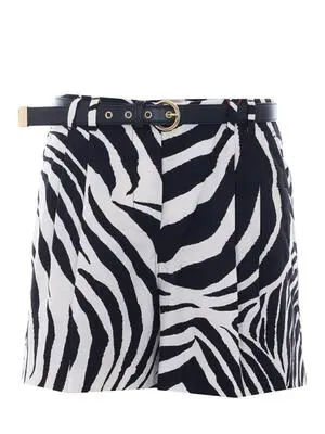 Max Mara Animal Print Belted Shorts - Black