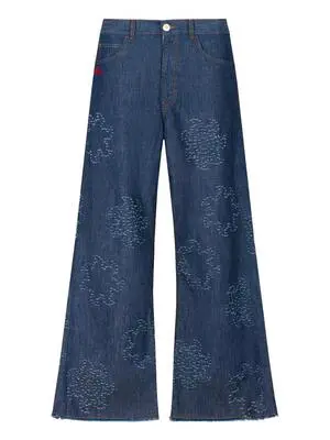 Marni MARNI Wide-Leg Denim Jeans With Embroidered Detailing Blue