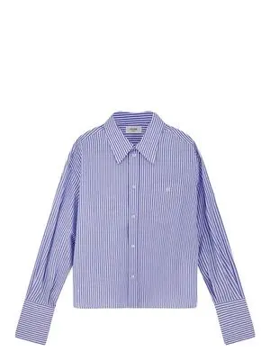 CELINE CELINE Cropped Striped Cotton Shirt