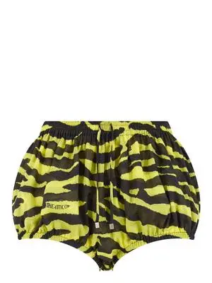 Attico Zebra Print Cotton Muslin Shorts - Multicolor