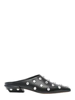 Paris Texas Studded Leather Mules - Black