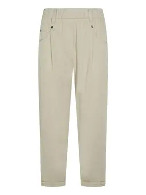 Brunello Cucinelli Micro Striped Stretch Cotton Trousers - Multicolor