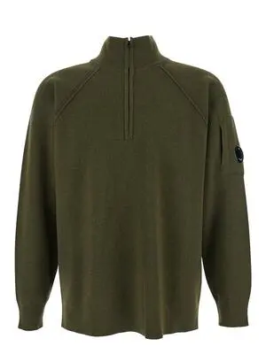 C.P. COMPANY Wool Turtleneck Sweater With Logo Plaque - Multicolor