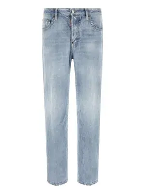 Dsquared2 642 Light Wash Vintage Effect Denim Jeans - Blue