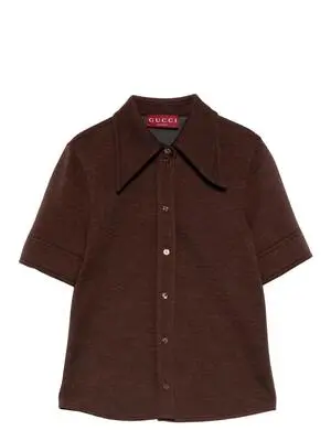 Gucci GUCCI Brown Wool Short Sleeve Shirt Multicolor