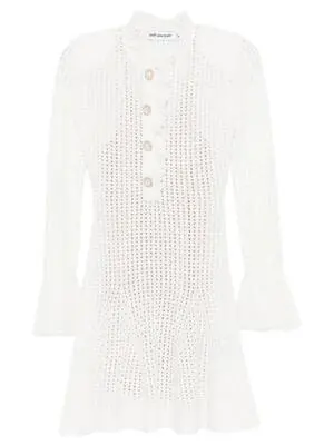 SELF-PORTRAIT Pointelle Knit Mini Dress - Multicolor