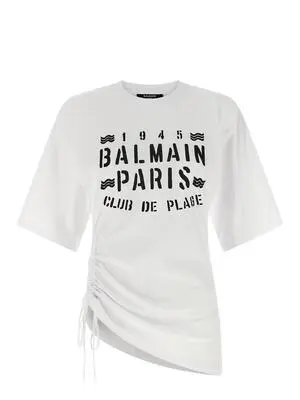 Balmain BALMAIN PARIS "Balmain Club" 3/4 Sleeve Organic Cotton T-Shirt Multicolor