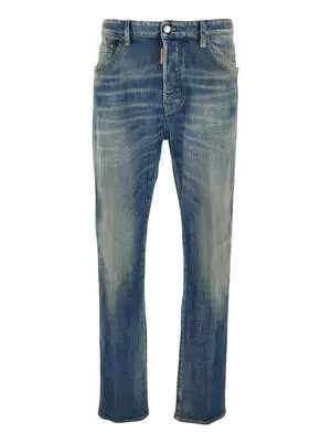 Dsquared2 Denim Jeans With Distressed Effect And Logo Patch - Multicolor