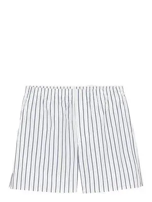 Ami Striped Cotton Bermuda Shorts - White