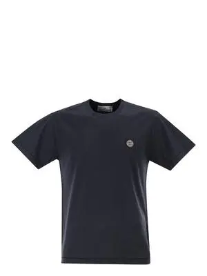 Stone Island Slim Fit T-shirt With Compass Patch - Blue