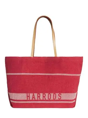 Harrods Jute Stripe Shopper Bag - Red