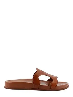 Celine Triomphe Leather Sandals - Tan