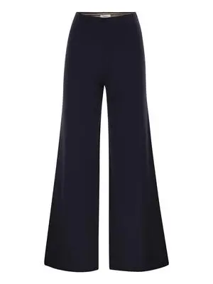 Max Mara Viscose Crêpe Knit Trousers - Blue
