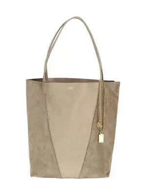 Chloé Chloé Spin Shoulder Bag In Grained Leather And Suede Cream