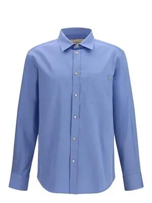 Valentino Garavani Lightweight Cotton Shirt With Vgold - Blue