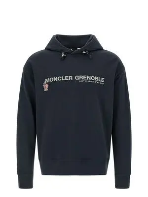 Moncler MONCLER GRENOBLE Logo Print Oversized Hoodie Blue