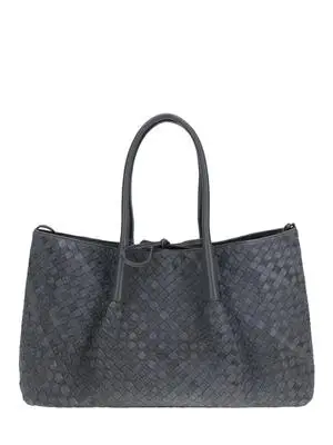 Bottega Veneta Lamb Ovis Aries Woven Top Handle Bag - Blue