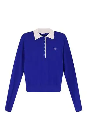 Celine Cashmere And Silk Polo Shirt With Logo Embroidery - Multicolor