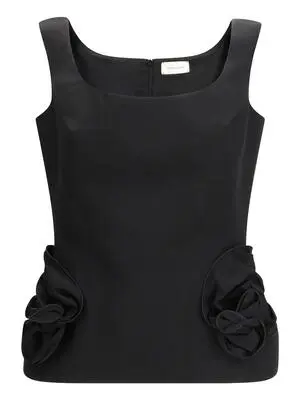 Magda Butrym Embellished Floral Appliqué Top - Black