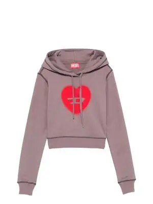 DIESEL® Cropped Hooded Sweatshirt With Heart Graphic - Multicolor