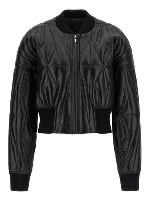 Rick Owens Moncler 'geocamo' Leather Bomber Jacket - Black