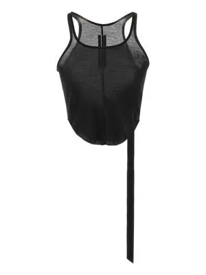 Rick Owens Cropped Semi-transparent Cotton Tank Top - Black