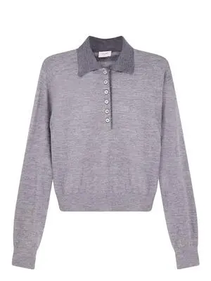 Celine Cashmere And Silk Polo Shirt With Embroidered Logo - Multicolor
