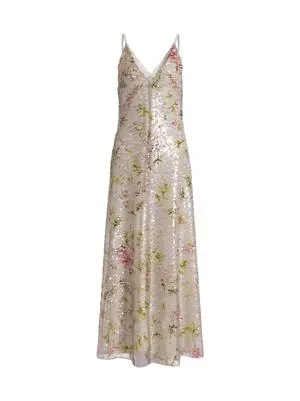 Alberta Ferretti Sequined Floral Maxi Dress - Multicolor