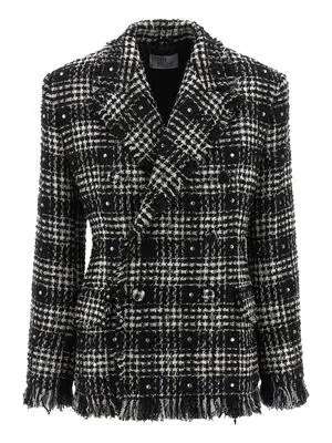 GIUSEPPE DI MORABITO GIUSEPPE DI MORABITO Double-Breasted Tweed And Rhinestone Blazer