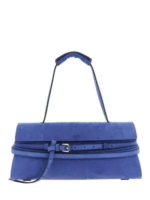 Moschino MOSCHINO Tie Me Suede Shoulder Bag Blue