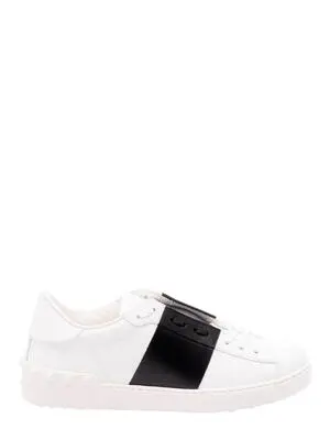 Valentino Garavani Open Sneakers Calf Leather White Black - Multicolor