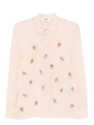 Fendi Embellished Silk Shirt - Multicolor