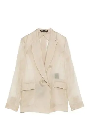 Max Mara MAX MARA Pianoforte Sheer Finish Double-Breasted Blazer Brown